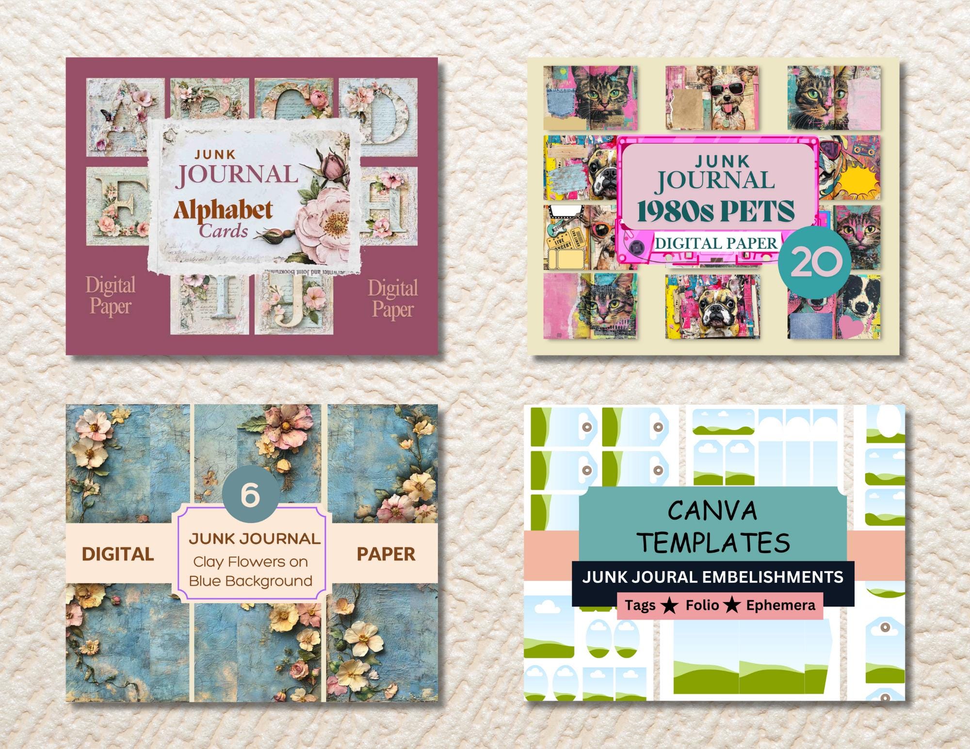 WHOLE Shop Bundle Junk Journal and Scrapbooking Nostalgic Digital Paper ...