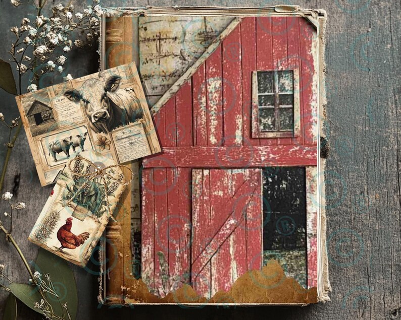 Rustic Farm Junk Journal Kit: Vintage Country Scrapbook Paper (digital ...