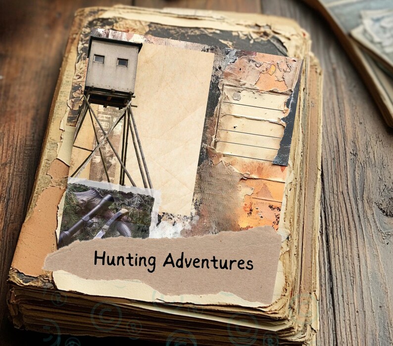 Junk Journal Pages - Nostalgic CAMO Hunting Theme | Printable Digital ...