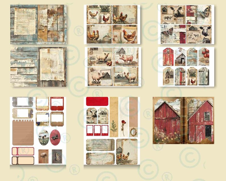 Rustic Farm Junk Journal Kit: Vintage Country Scrapbook Paper (digital ...