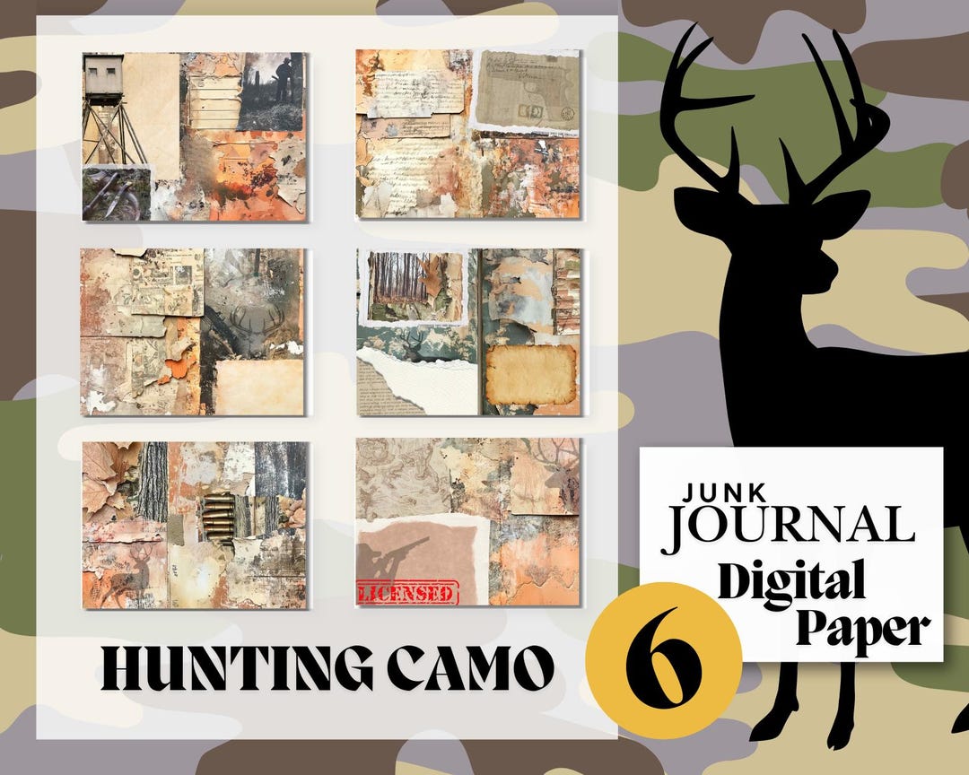 Junk Journal Pages - Nostalgic CAMO Hunting Theme | Printable Digital ...