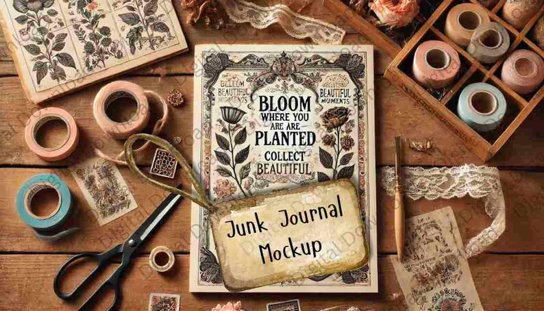 Junk Journal Mockup Template Vintage Junk Journal Digital Download ...