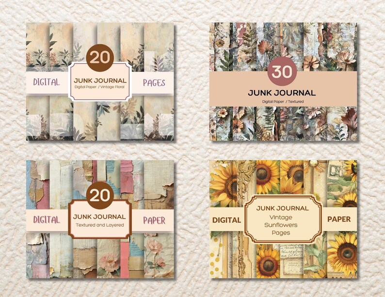 WHOLE Shop Bundle Junk Journal and Scrapbooking Nostalgic Digital Paper ...