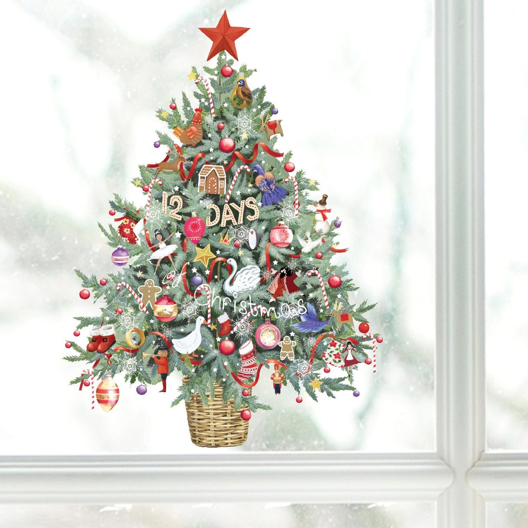 Traditional Green Christmas Tree Window Stickers Easy Peasy - Etsy UK