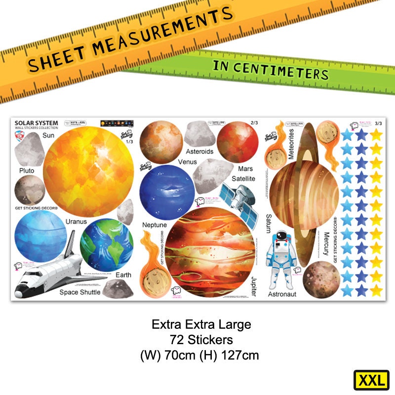 Educational Space Planet Solar System Wall Stickers/ Wall - Etsy