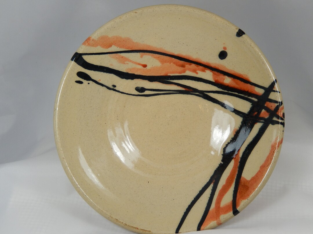 Sunset Pottery Shallow Bowl - Etsy