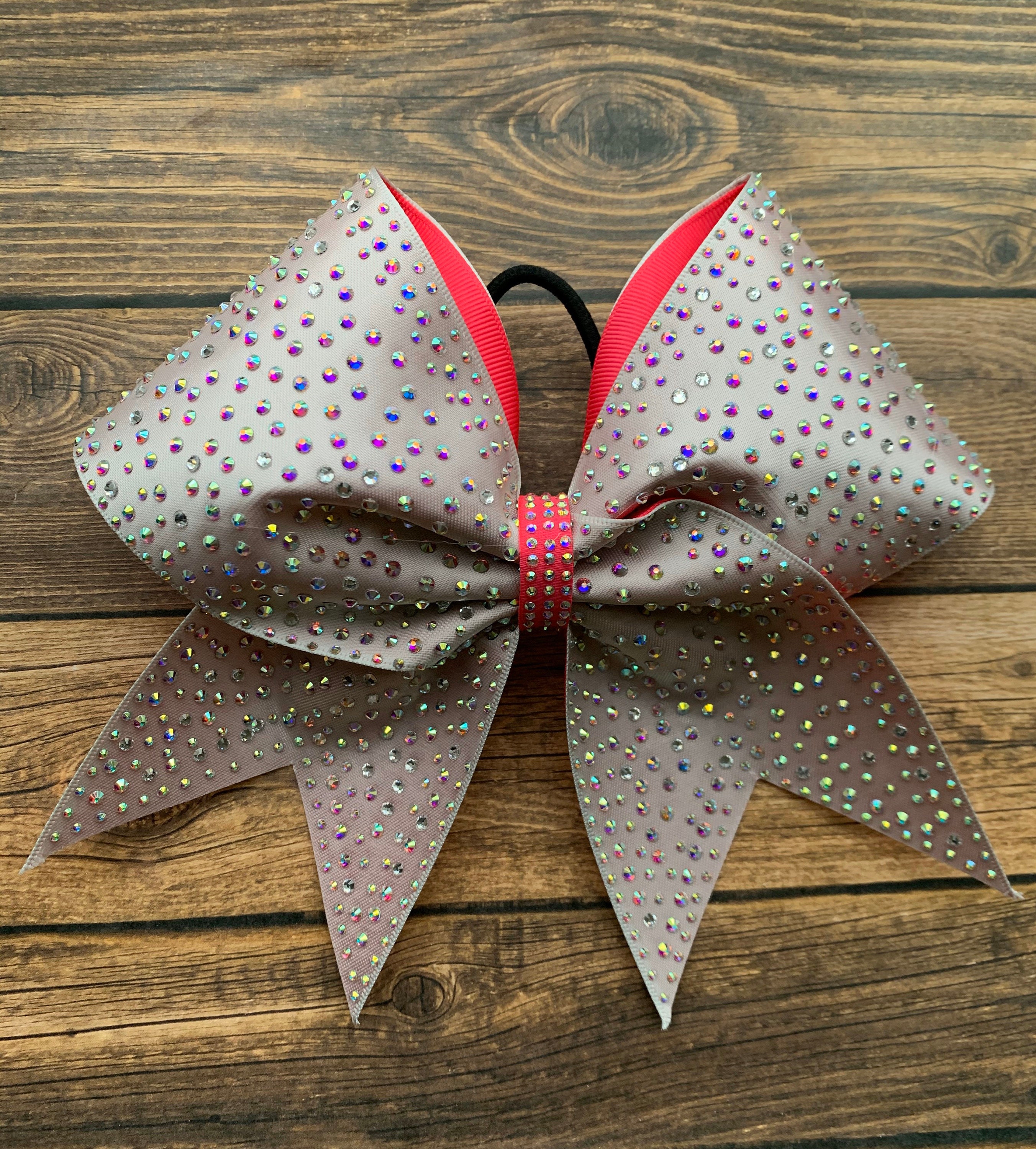 Rhinestone Silver Cheer Bows