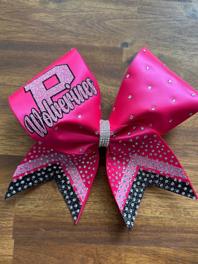 Satin Rhinestone Cheer Bow - Etsy