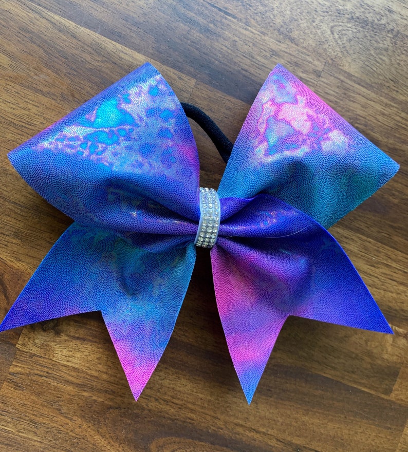 Pink and Teal Holographic Cheer Bow - Etsy