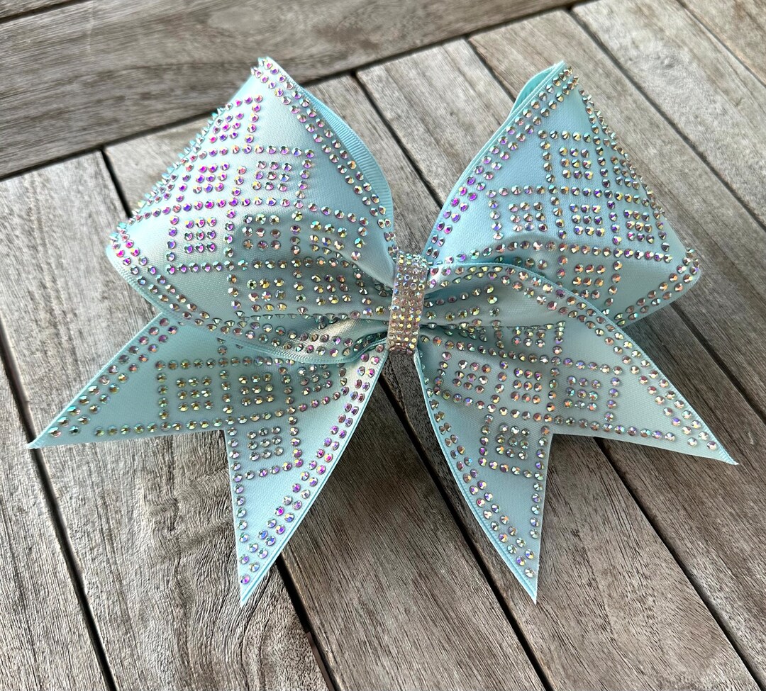 Light Blue Satin Cheer Bow - Etsy