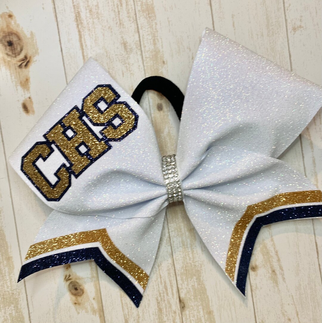 White Glitter Cheer Bow - Etsy