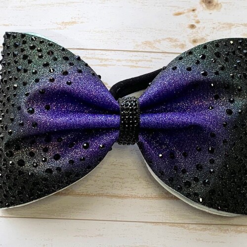 Tailless Waterfall Bow on Black Super Glitter - Etsy