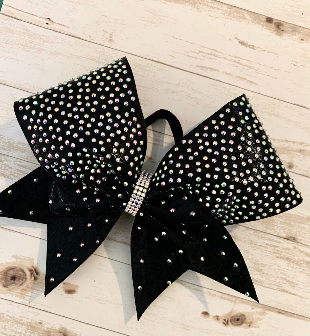 Black Glitter Rhinestone Bow - Etsy