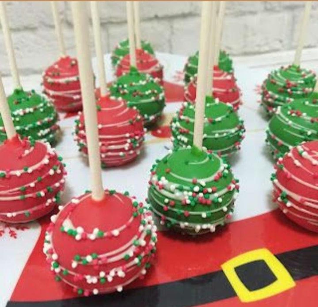 12 Holiday Red and Green Cake Pops Chocolate Cake Pops - Etsy