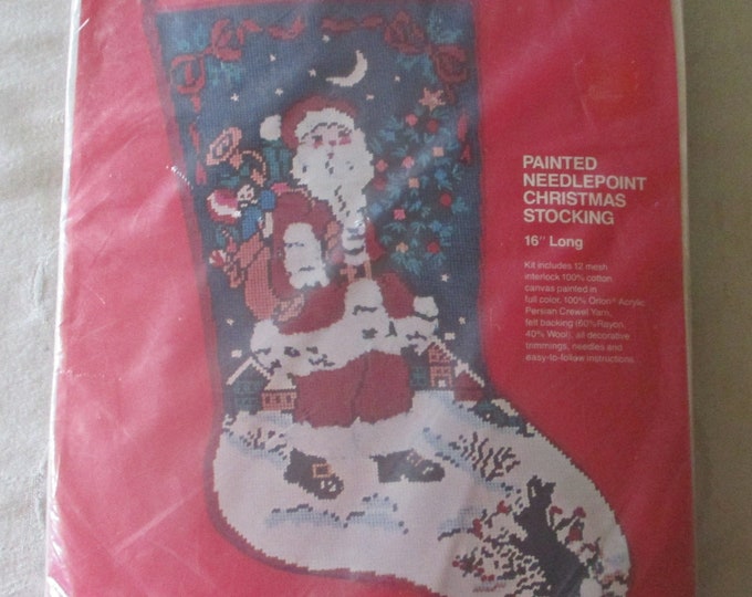Santa Cross Stitch Stocking Kit, Santa and Sugarplums Stocking Kit ...