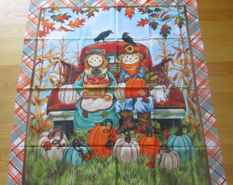 Orange and Teal Fallen Leaves Fabric, Fall Leaf Fabric, Fabric by the ...