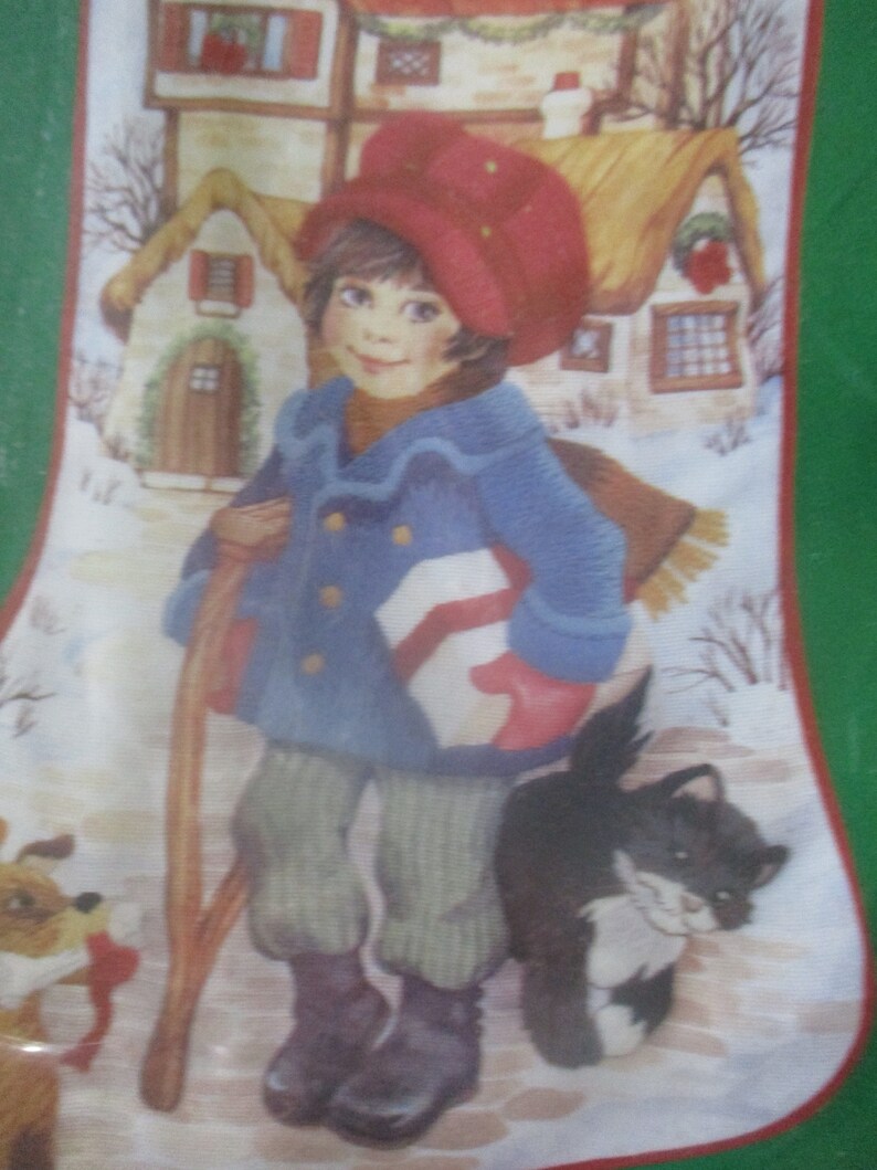 Crewel Embroidery Stocking Kit, Charles Dickens Stocking Kit, Tiny Tim ...
