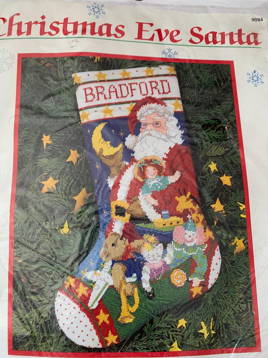 Needlepoint Stocking Kit, Santa Needlepoint Stocking Kit, Dimensions ...