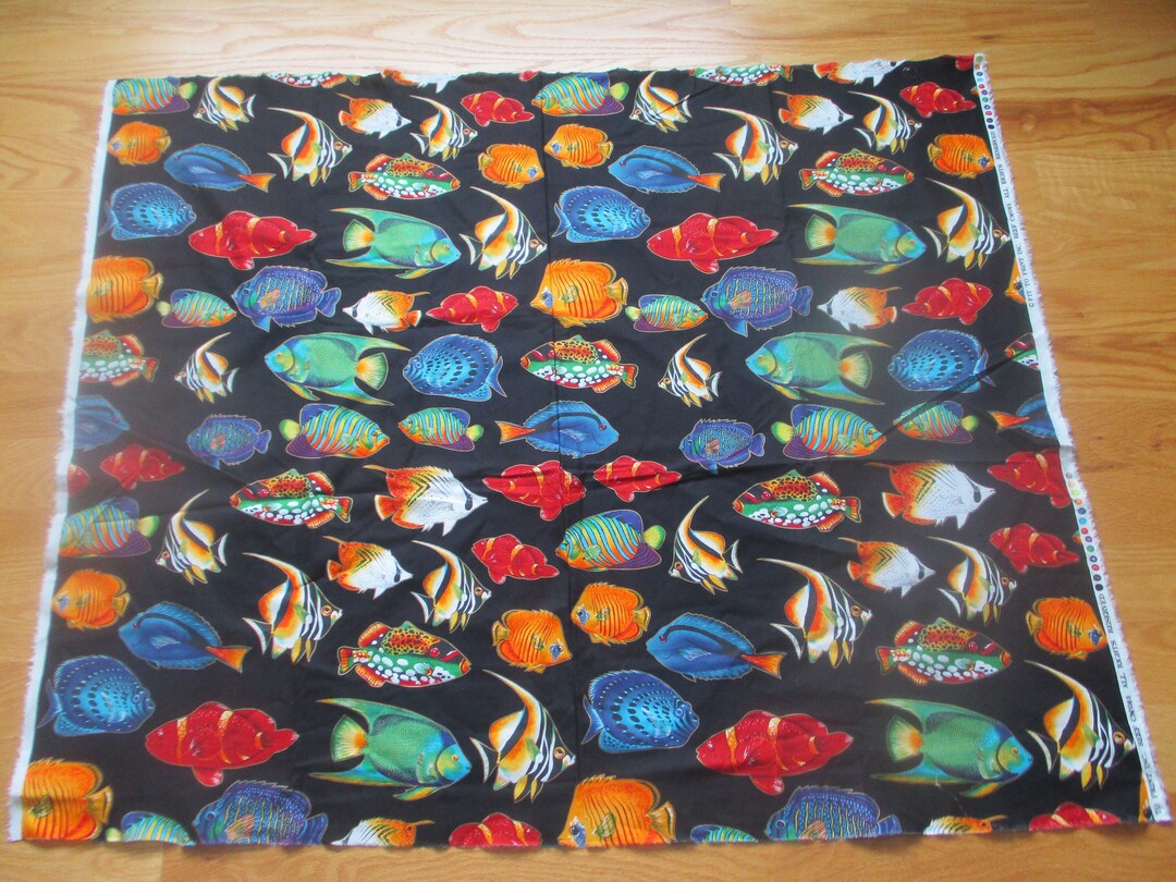 Fish Fabric, Quilter's Fabric, Bright and Bold Colored Fish Fabric ...