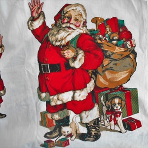 Christmas Panel, Santa Fabric Panel, Appliqued Santa for Sewing ...