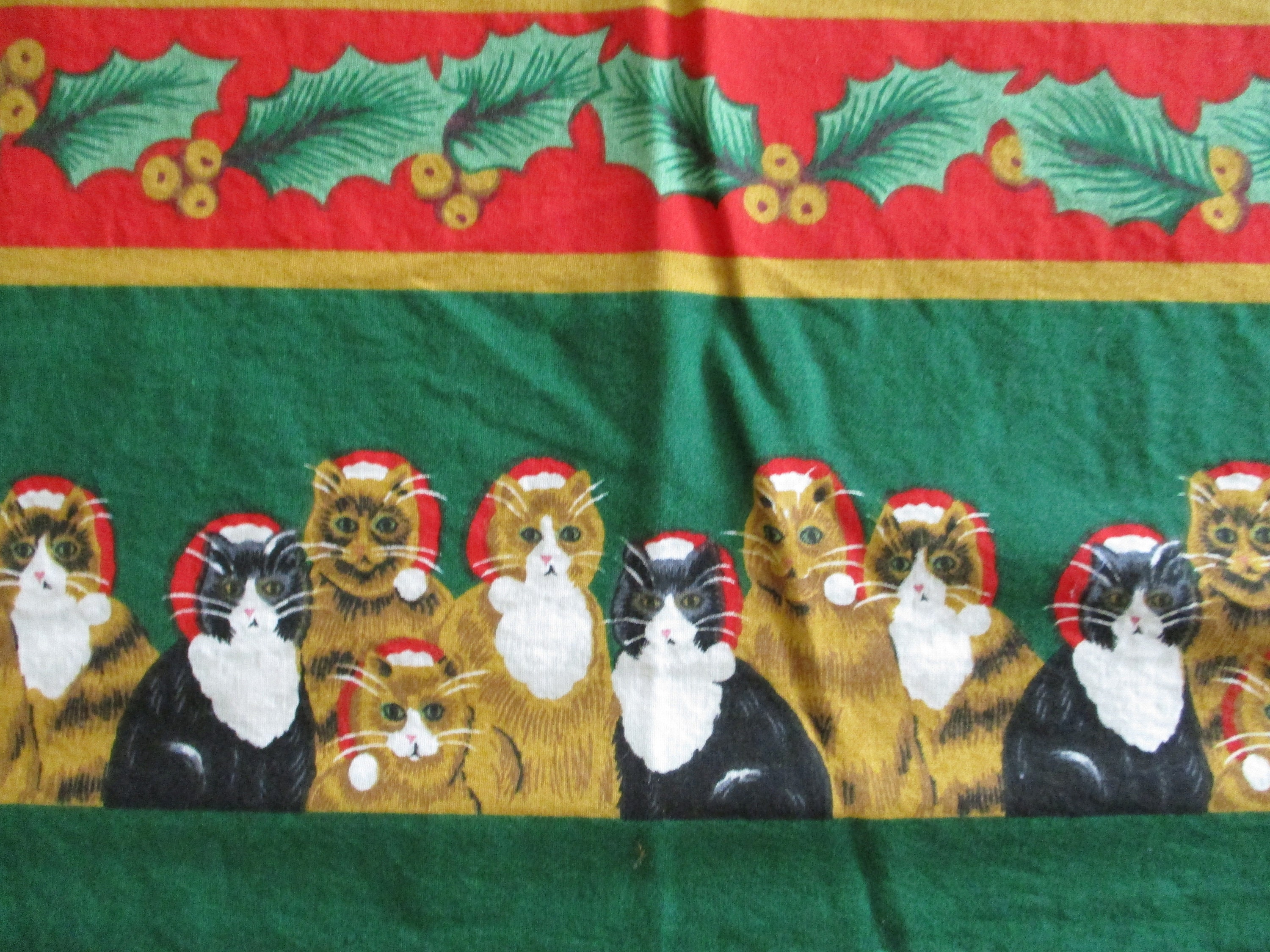 Christmas Fabric Panel, Christmas Cat Pillow Panels, Christmas Cat ...