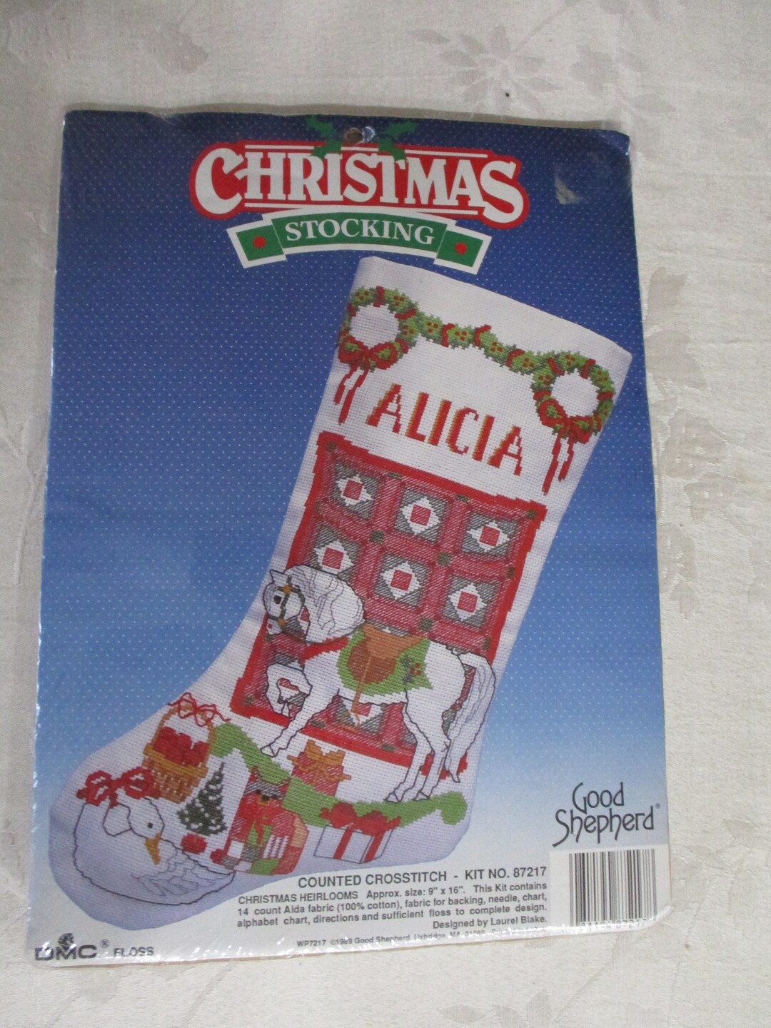 Counted Cross Stitch Stocking Kit, Christmas Rocking Horse Stocking Kit ...