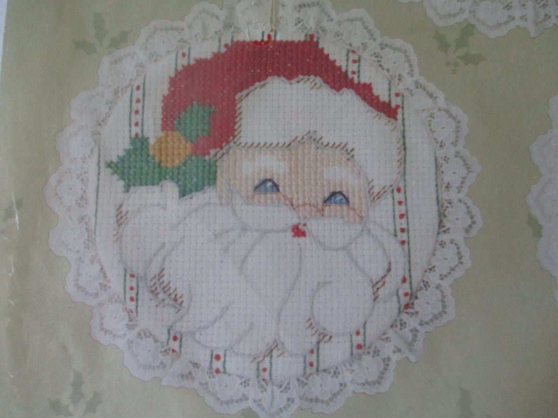 Santa Claus Counted Cross Stitch Ornaments, Santa's Faces Cross Stitch ...
