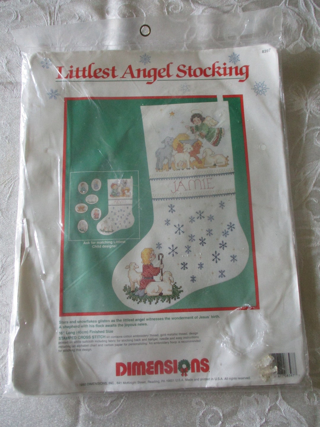Stamped Cross Stitch Stocking Kit, Angel Stamped Stocking Kit ...