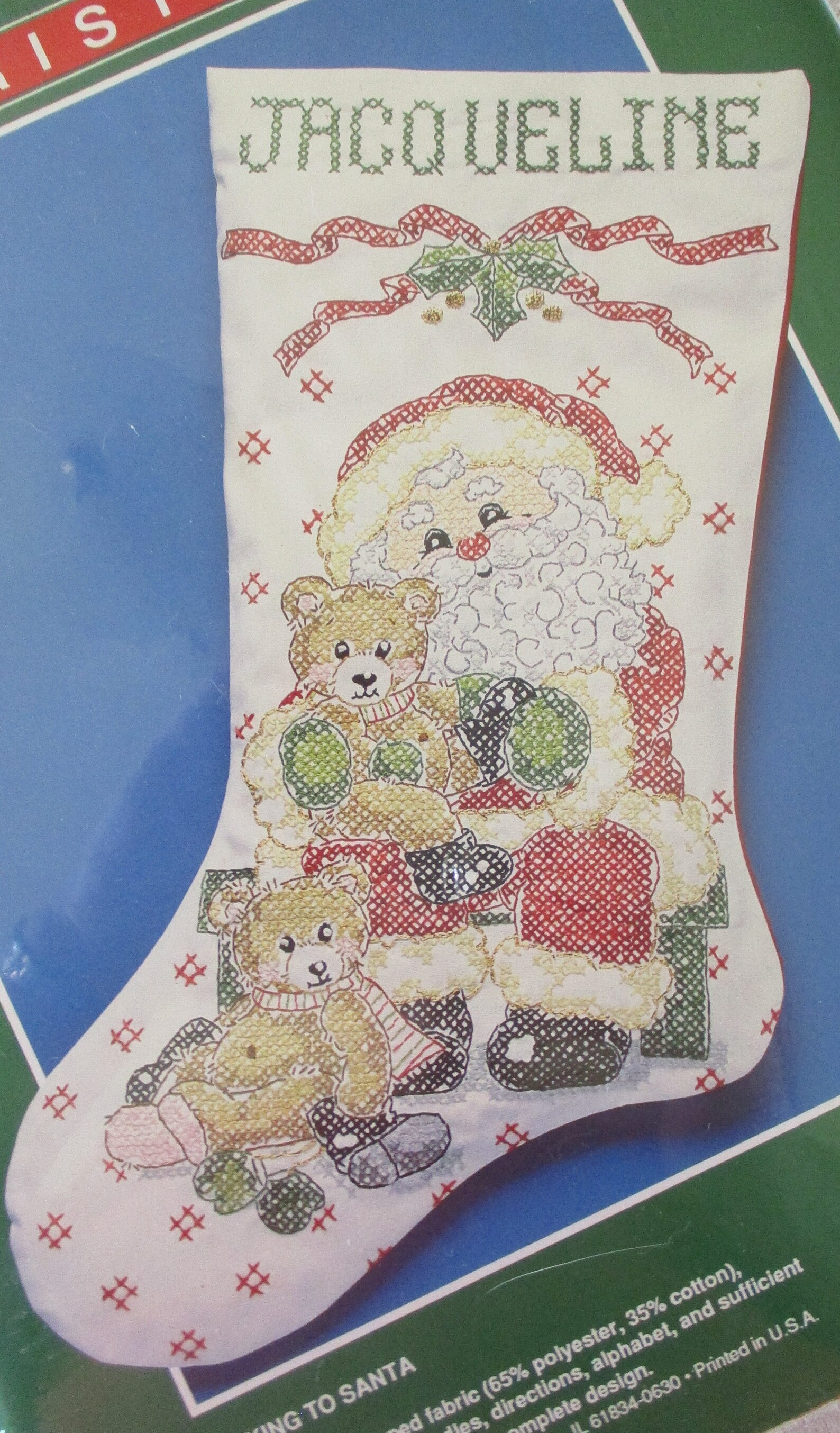 Stamped Cross Stitch Stocking Kit Stamped Christmas Stocking | Etsy