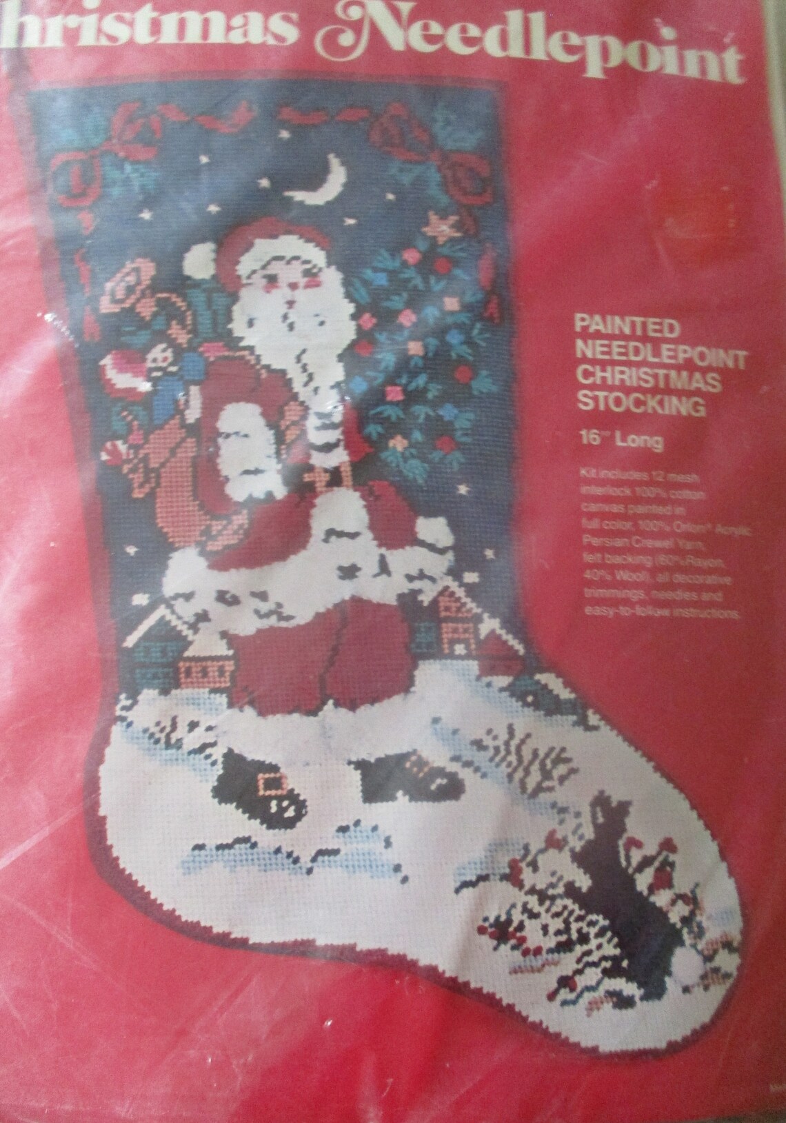 Needlepoint Stocking Kit Santa Needlepoint Stocking Kit - Etsy