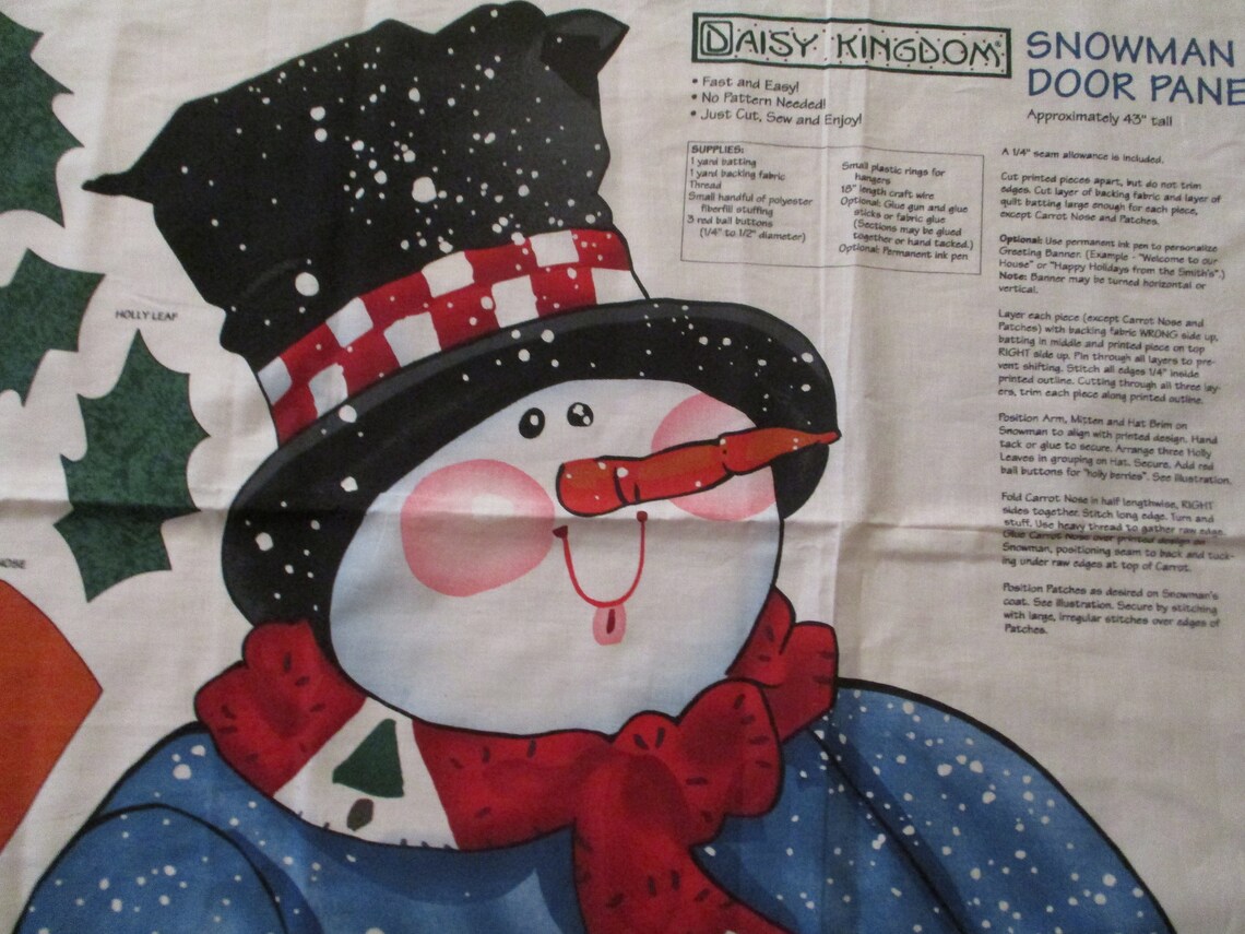 Snowman Door Panel Daisy Kingdom Snowman Fabric PanelSnowman | Etsy