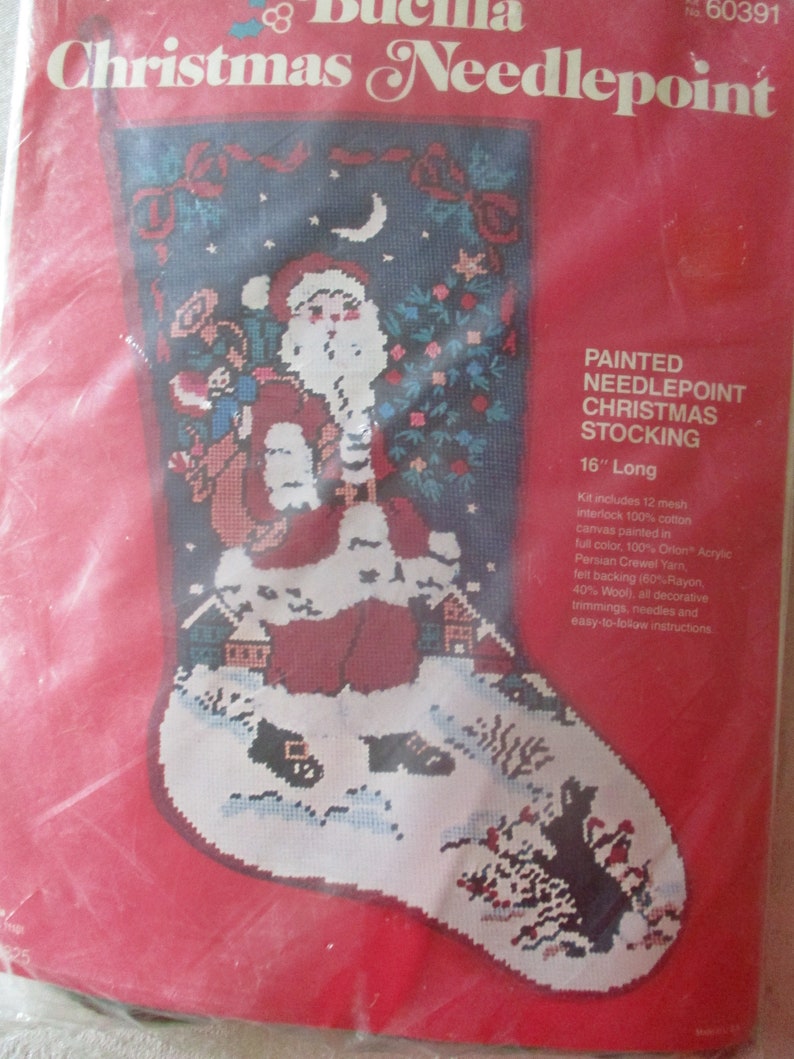 Needlepoint Stocking Kit, Santa Needlepoint Stocking Kit, Santa Claus ...