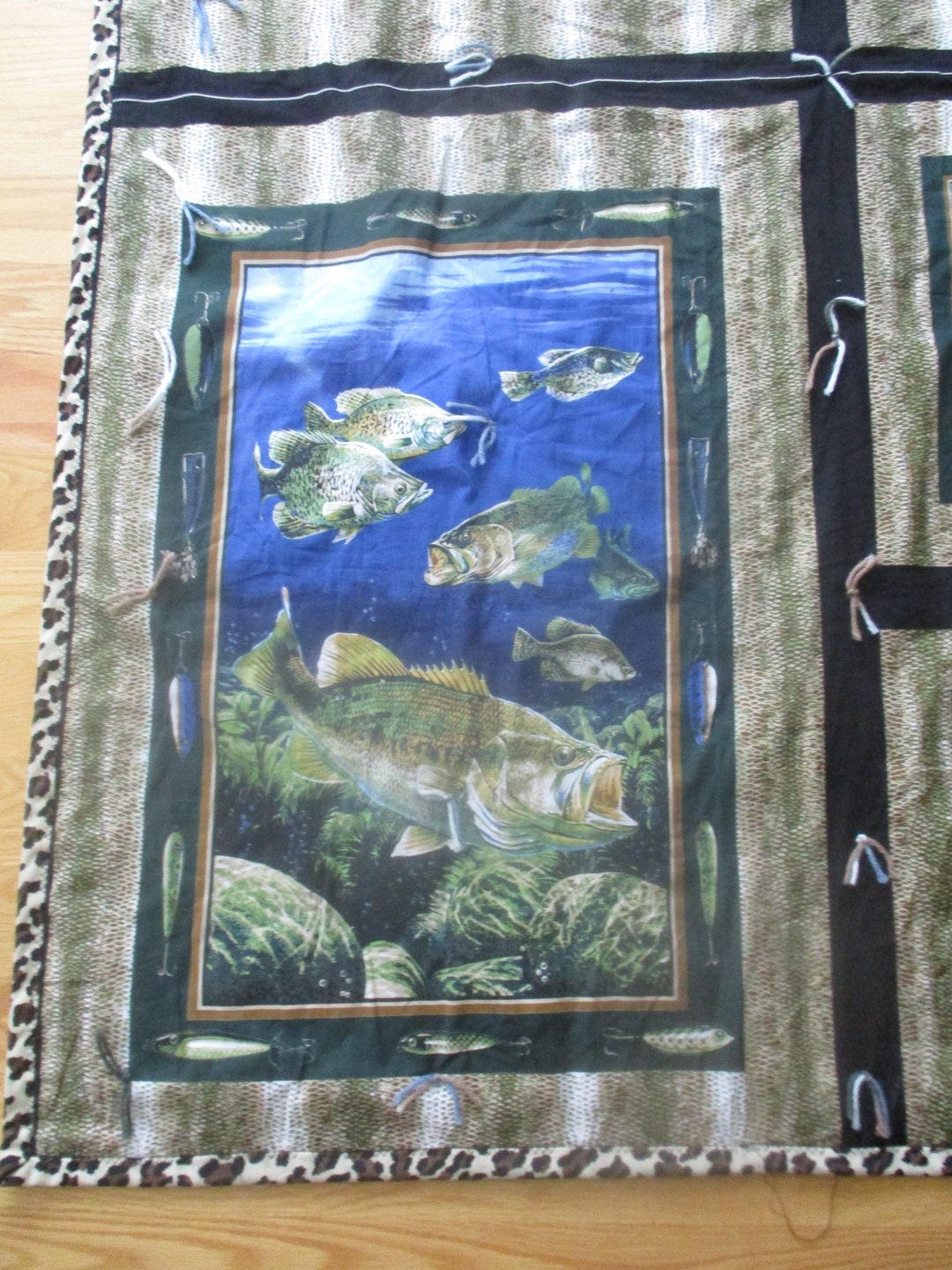 Finished Fish Quilt, Finished Fish Fabric Quilt, Vintage Throw ...