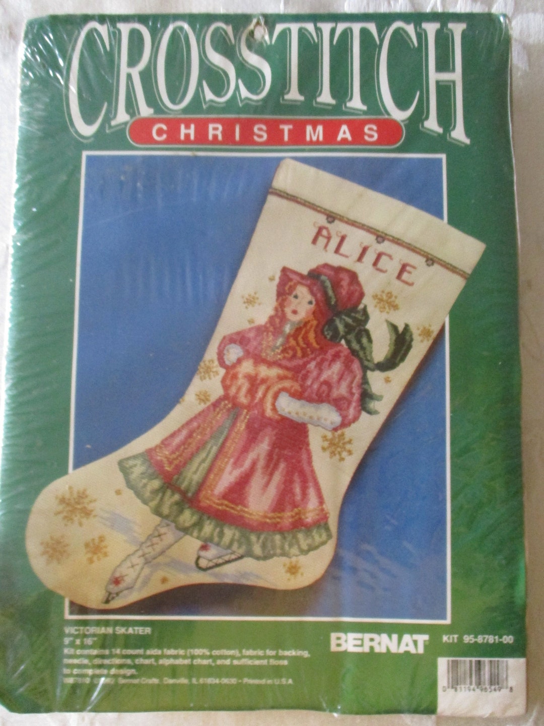 Cross Stitch Christmas Stocking Kit, Victorian Skater Stocking Kit ...