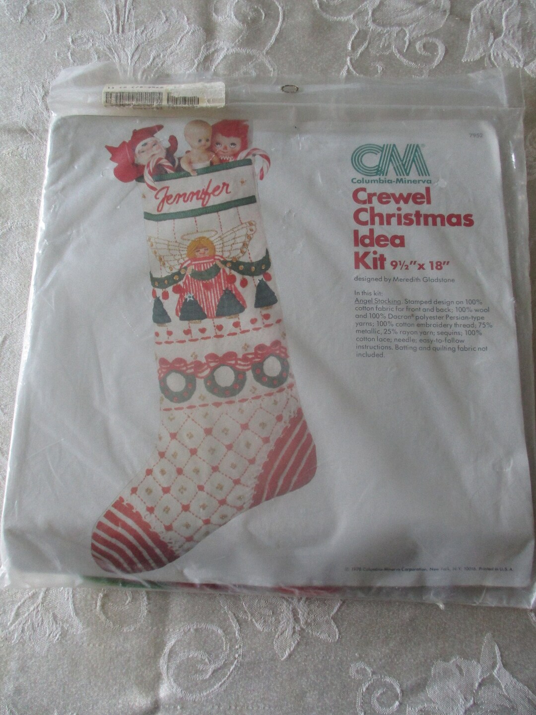 Crewel Stocking Kit, Crewel Embroidery Stocking Kit, Angel Stocking Kit ...