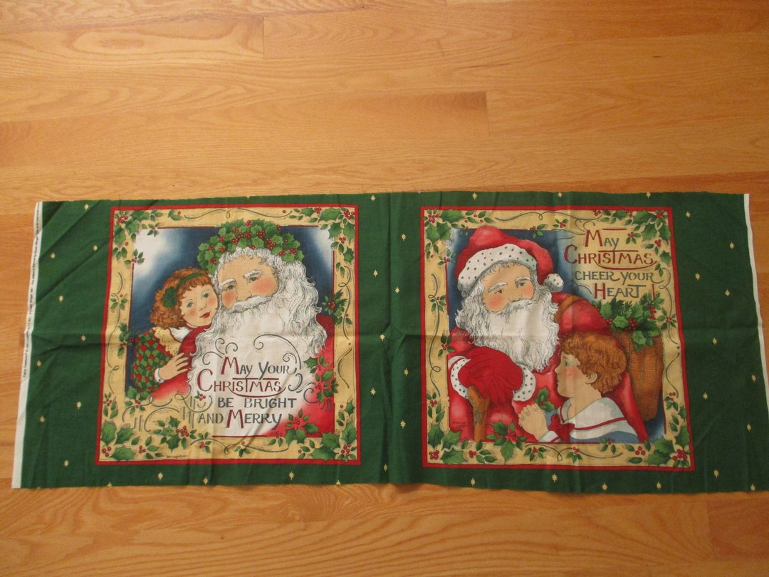 Christmas, Fabric Panels, 2 Santa Claus Pillow Panels, Santa With ...