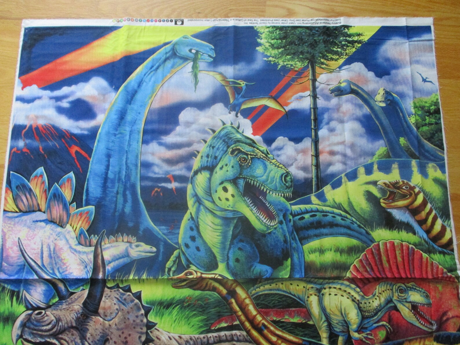 Dinosaur Fabric Panel Large Dinosaur Panel Prehistoric | Etsy