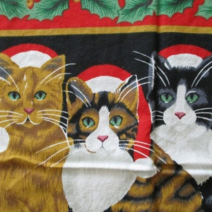 Christmas Fabric Panel, Christmas Cat Pillow Panels, Christmas Cat ...