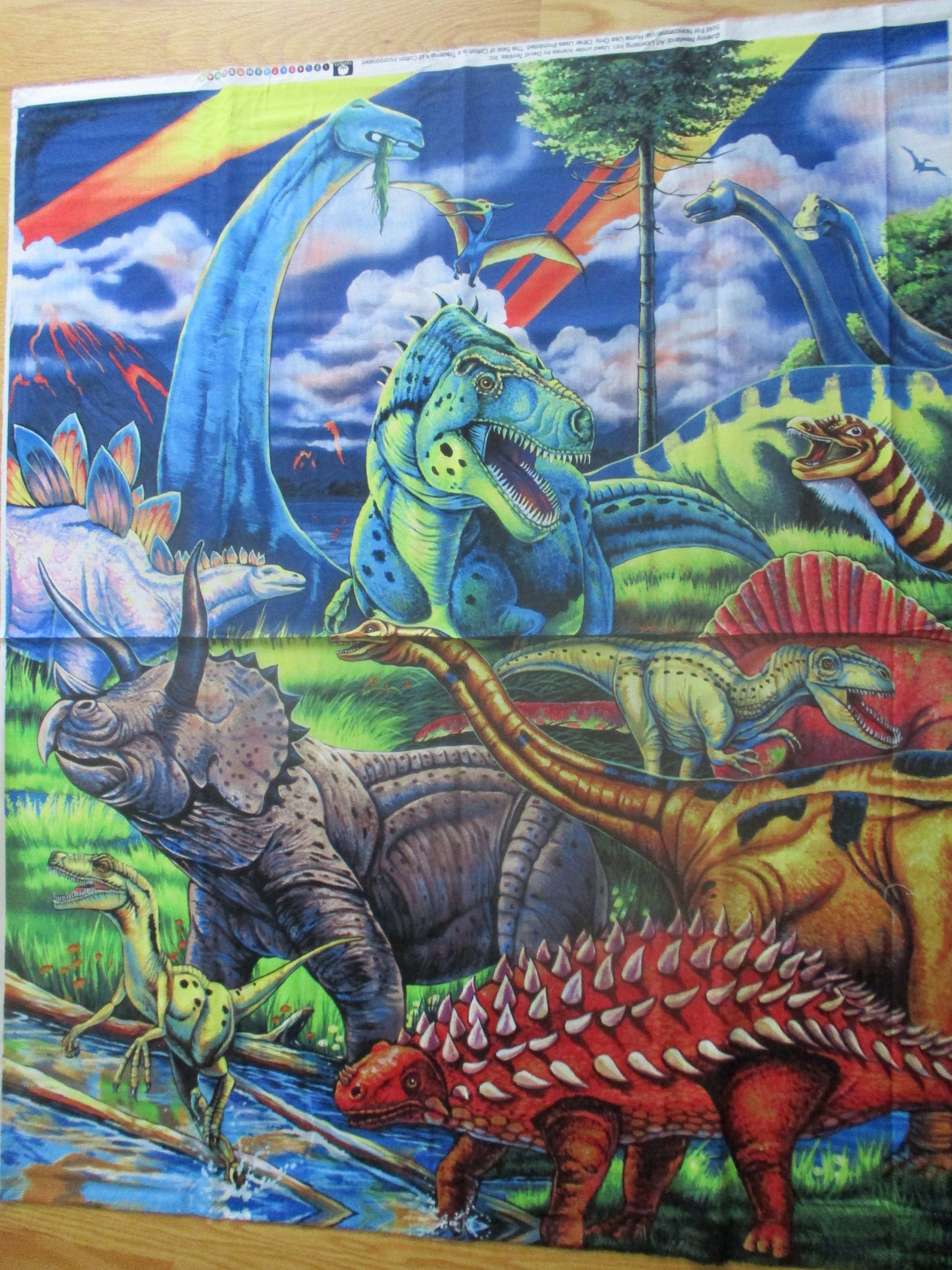 Dinosaur Fabric Panel Large Dinosaur Panel Prehistoric | Etsy