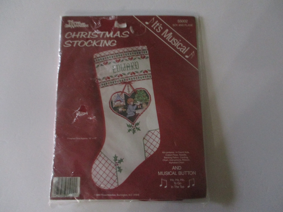 Boy Cross Stitch Stocking Kit, Airplane Stocking Kit, Personalized ...