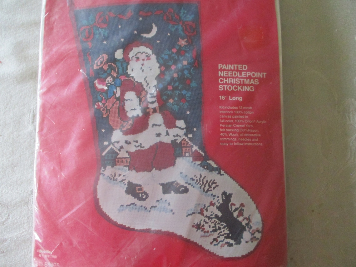 Needlepoint Stocking Kit Santa Needlepoint Stocking Kit - Etsy