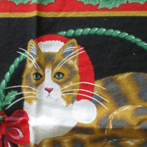 Christmas Fabric Panel, Christmas Cat Pillow Panels, Christmas Cat ...