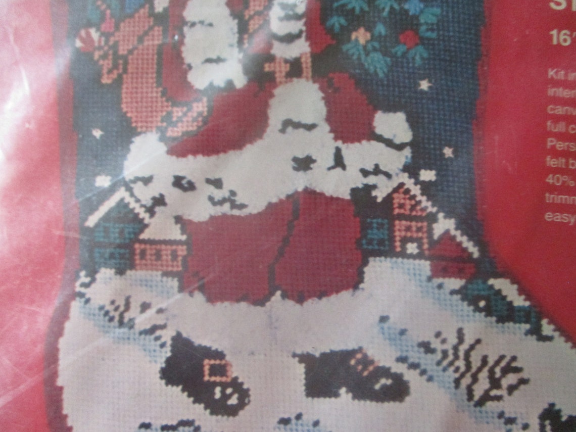 Needlepoint Stocking Kit Santa Needlepoint Stocking Kit - Etsy