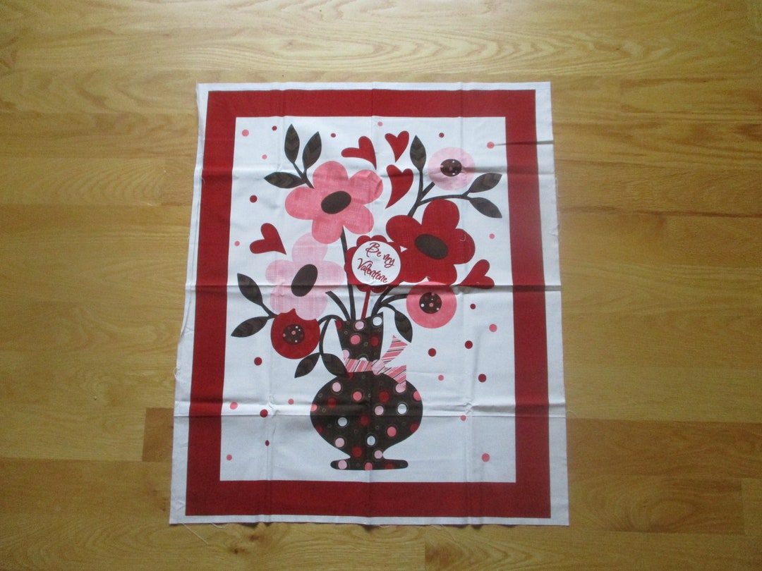 Valentine, Valentine Fabric, Valentine Fabric Panel, Flowers, Spring ...