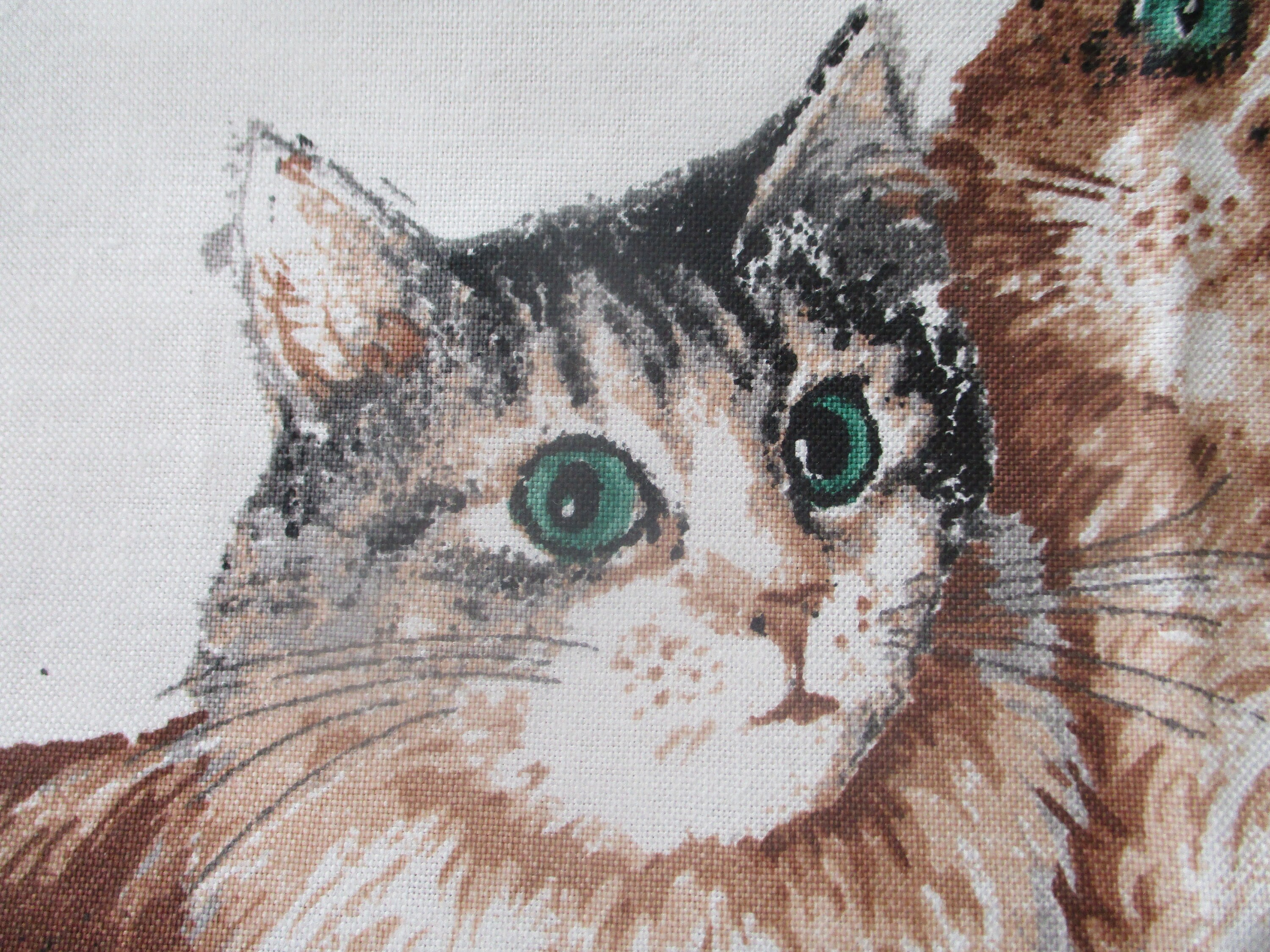 Cat Pillow Panel, 2 Cats Pillow Panel Fabric, 2 Kittens Pillow Panel ...