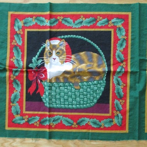 Christmas Fabric Panel, Christmas Cat Pillow Panels, Christmas Cat ...