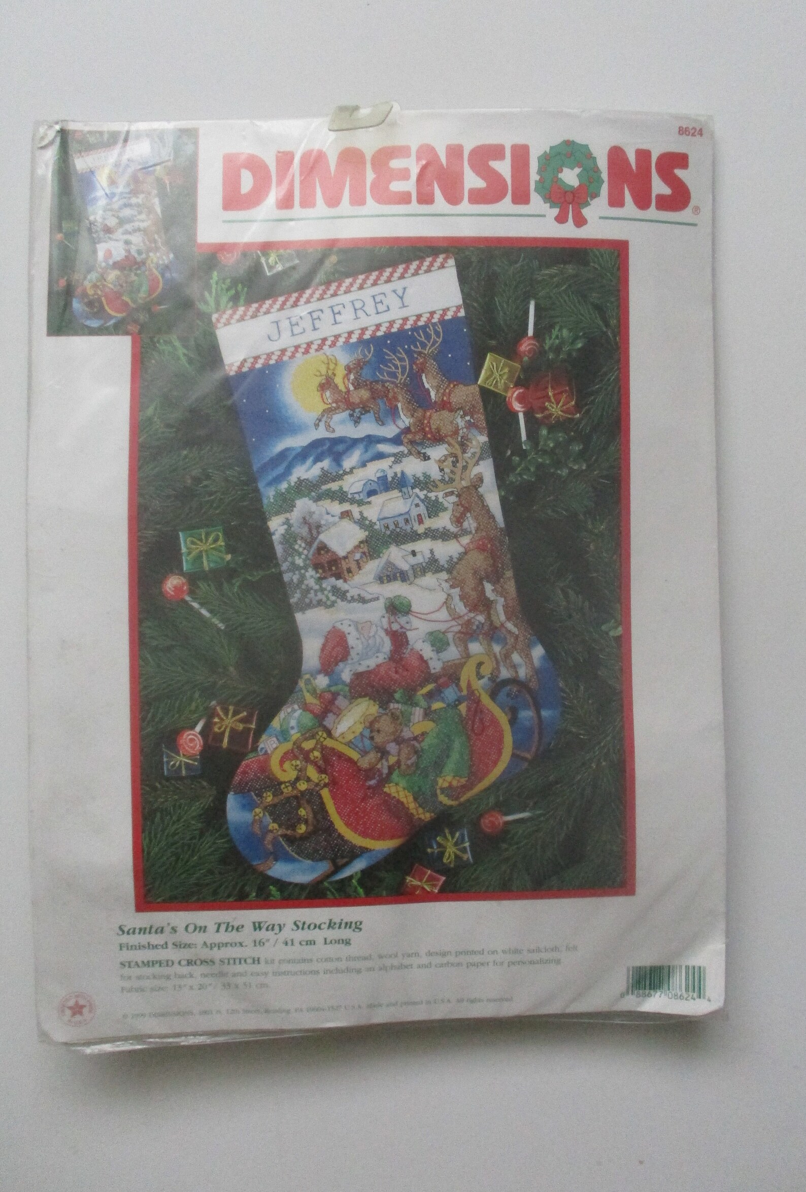 Stamped Cross Stitch Stocking Kit Santa's on the Way - Etsy