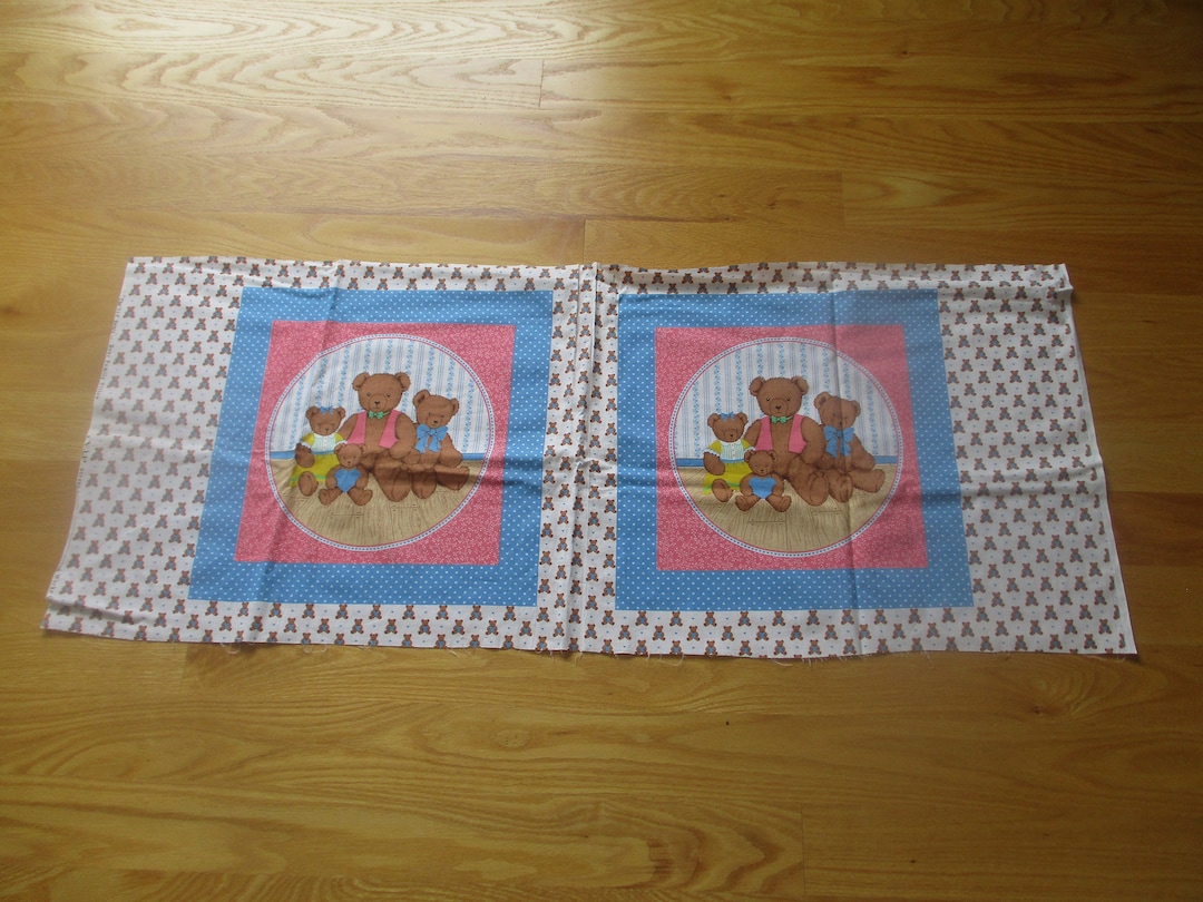 Teddy Bear Fabric, Vintage Fabric, Bear Fabric, Bear Family Pillow ...