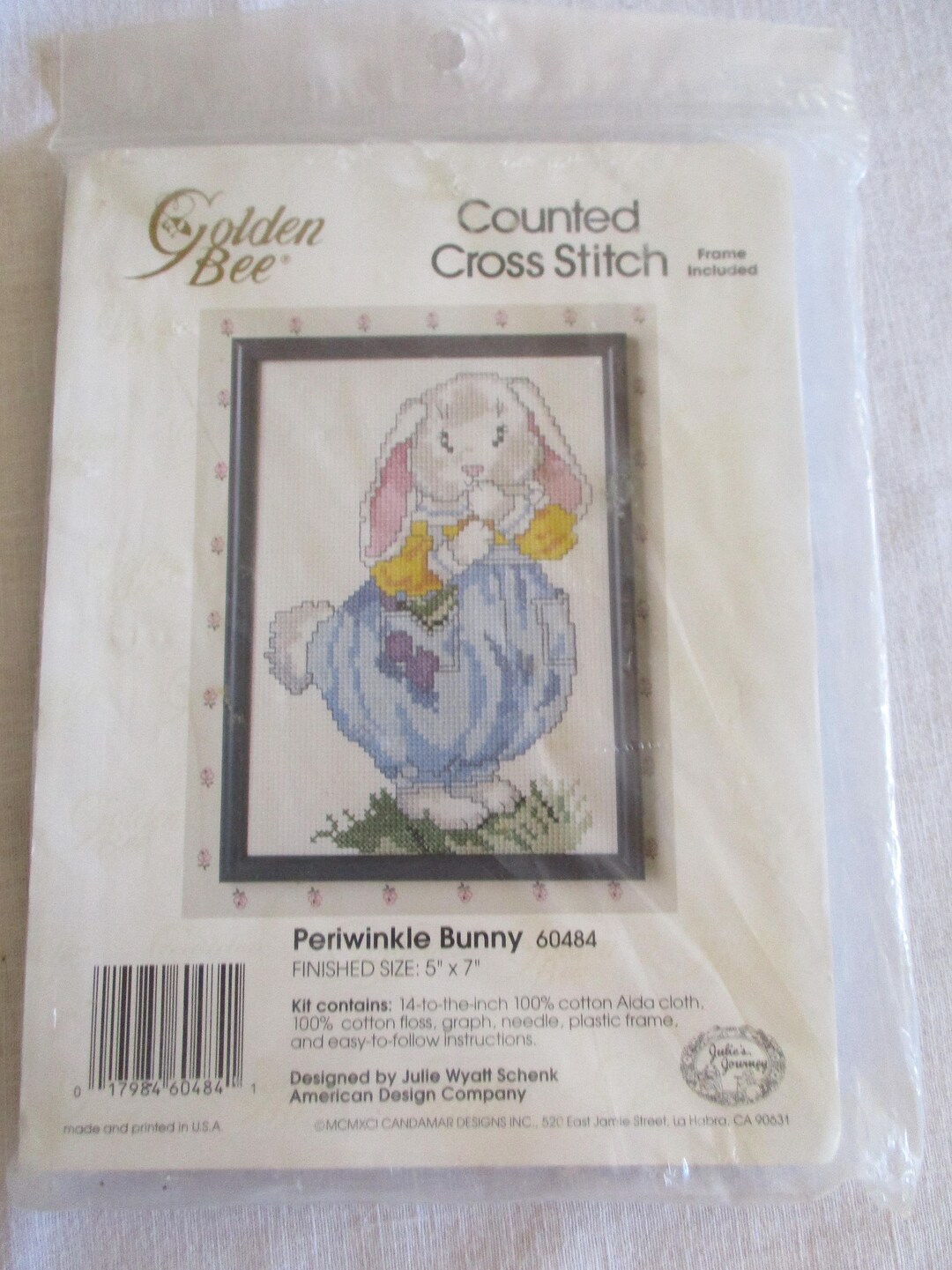 Easter Rabbit Counted Cross Stitch Picture, Periwinkle Bunny Kit ...