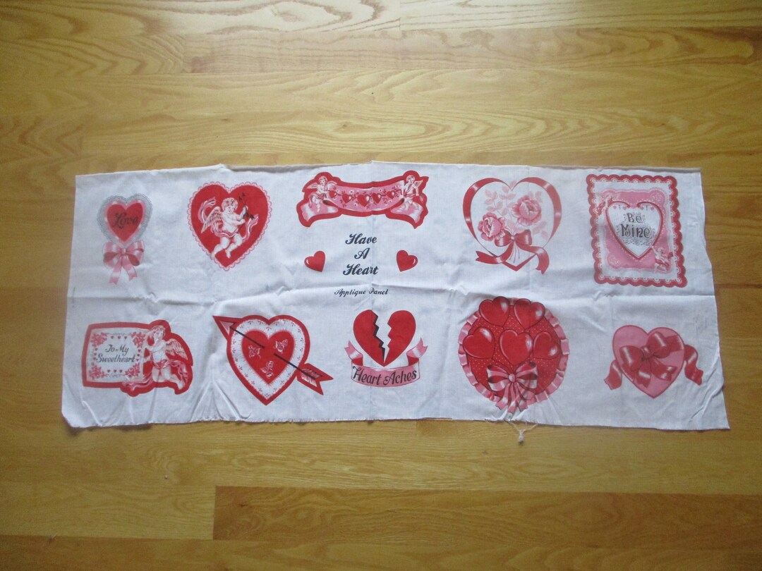 Valentine, Valentine Fabric, Valentine Fabric Panel, Heart, Red Flowers ...